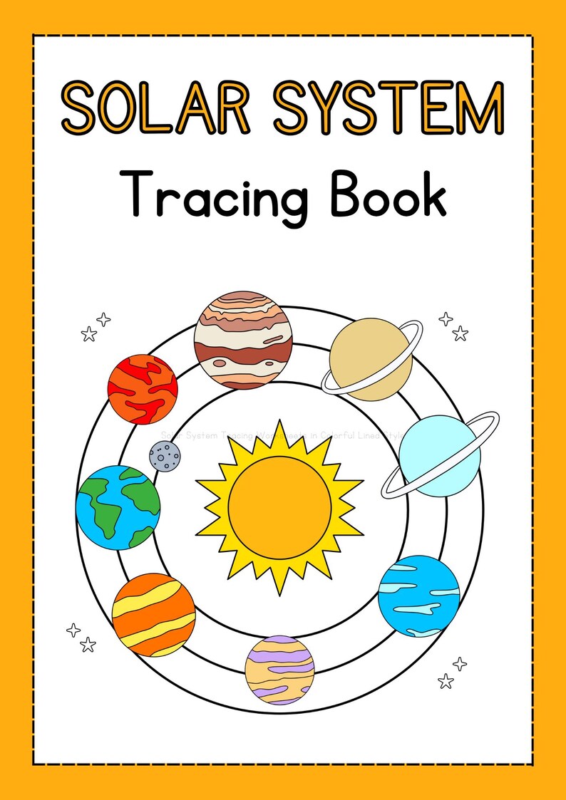 Colorful Solar System Tracing Worksheets - Etsy