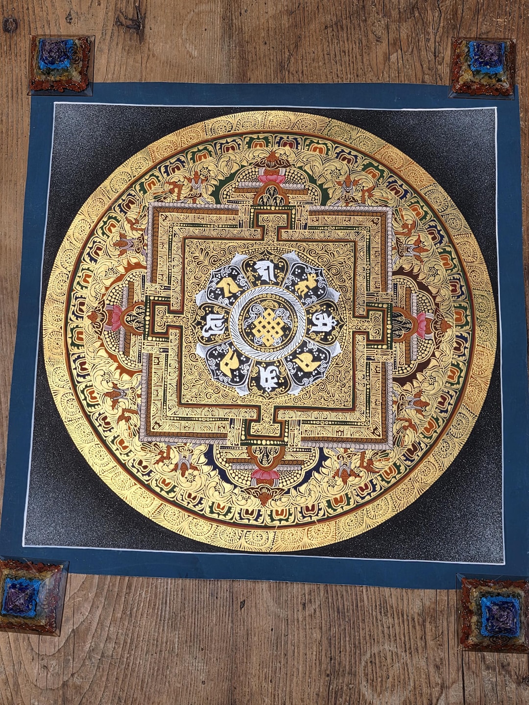 Sacred Mandala Thangka Painting, Om Mani Padme Hum, Shrivatsa Knot ...