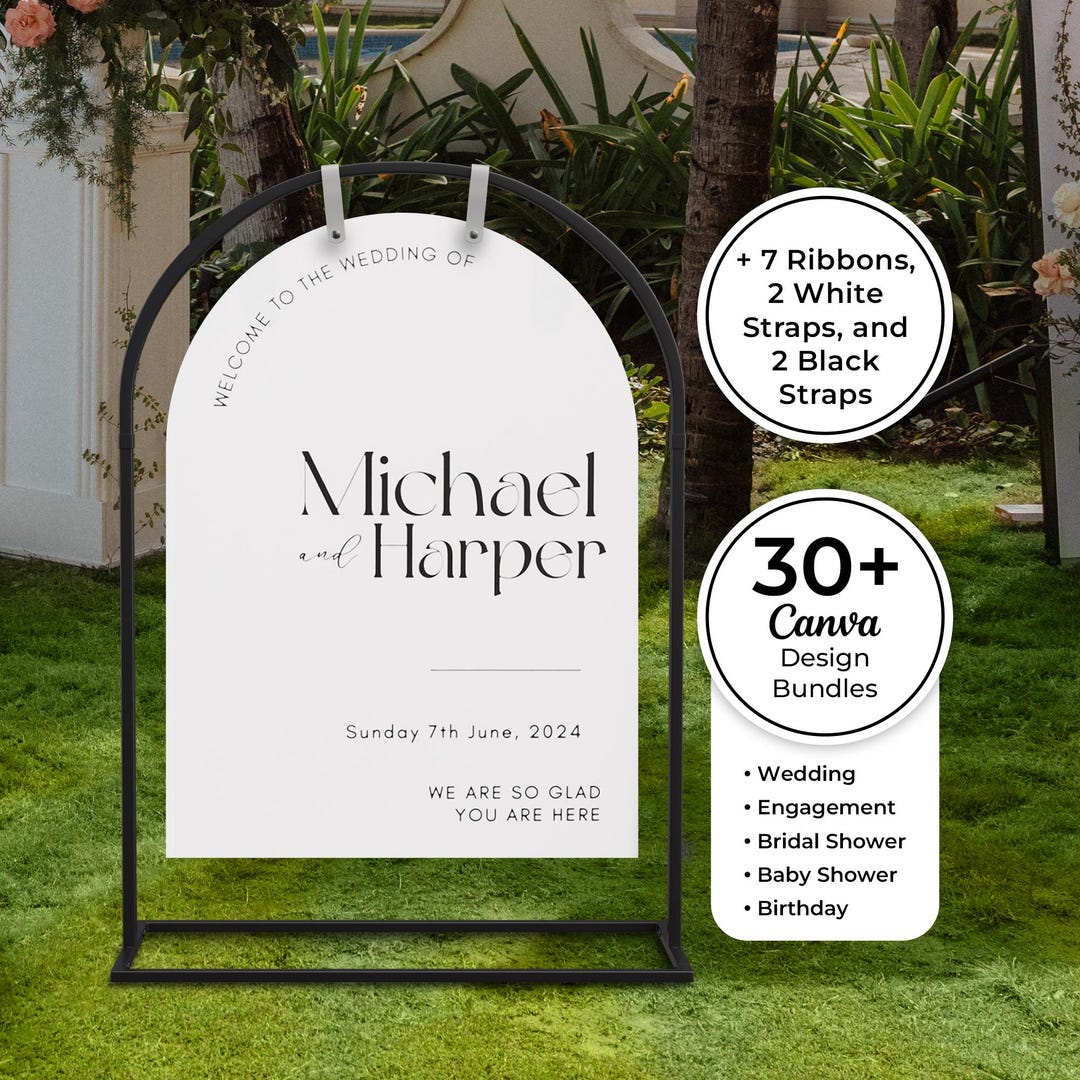 Black Metal Arch Wedding Sign Stand - 50