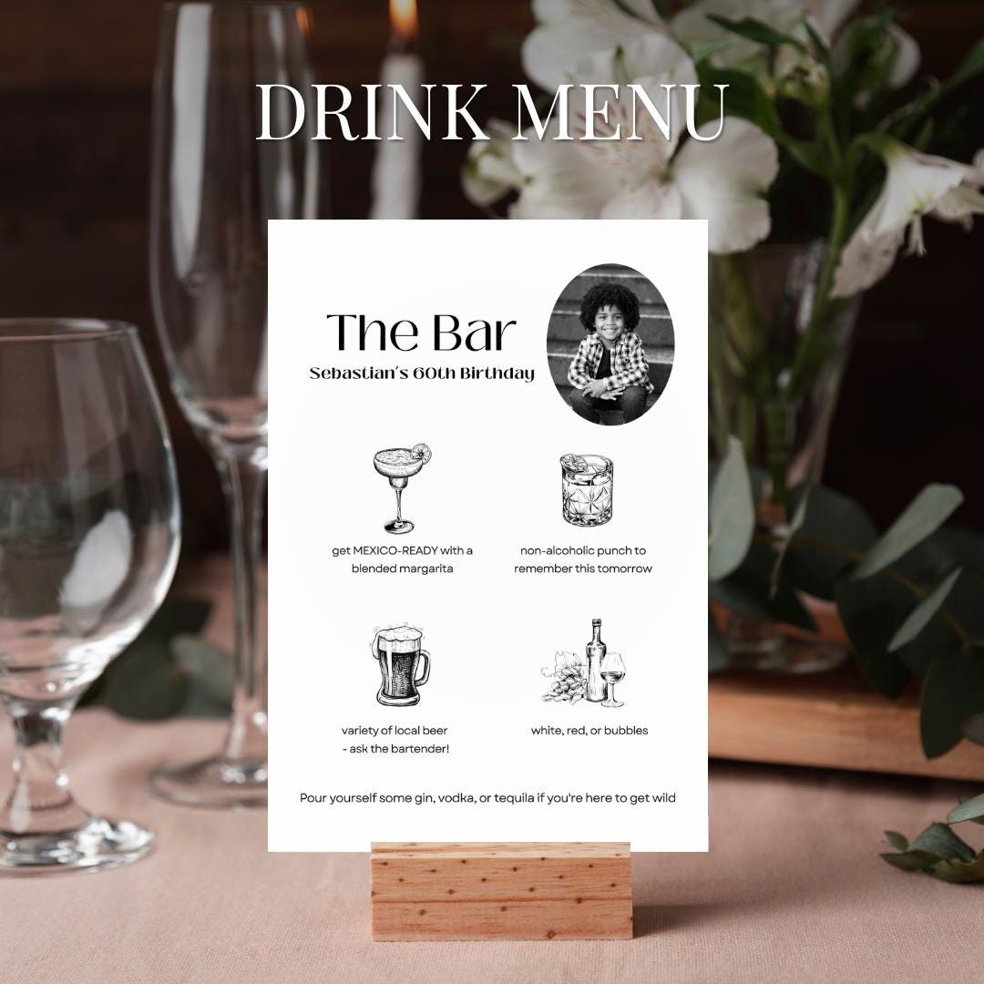 Memory Lane Birthday Bar Menu – Printable, Editable Canva for Parties ...