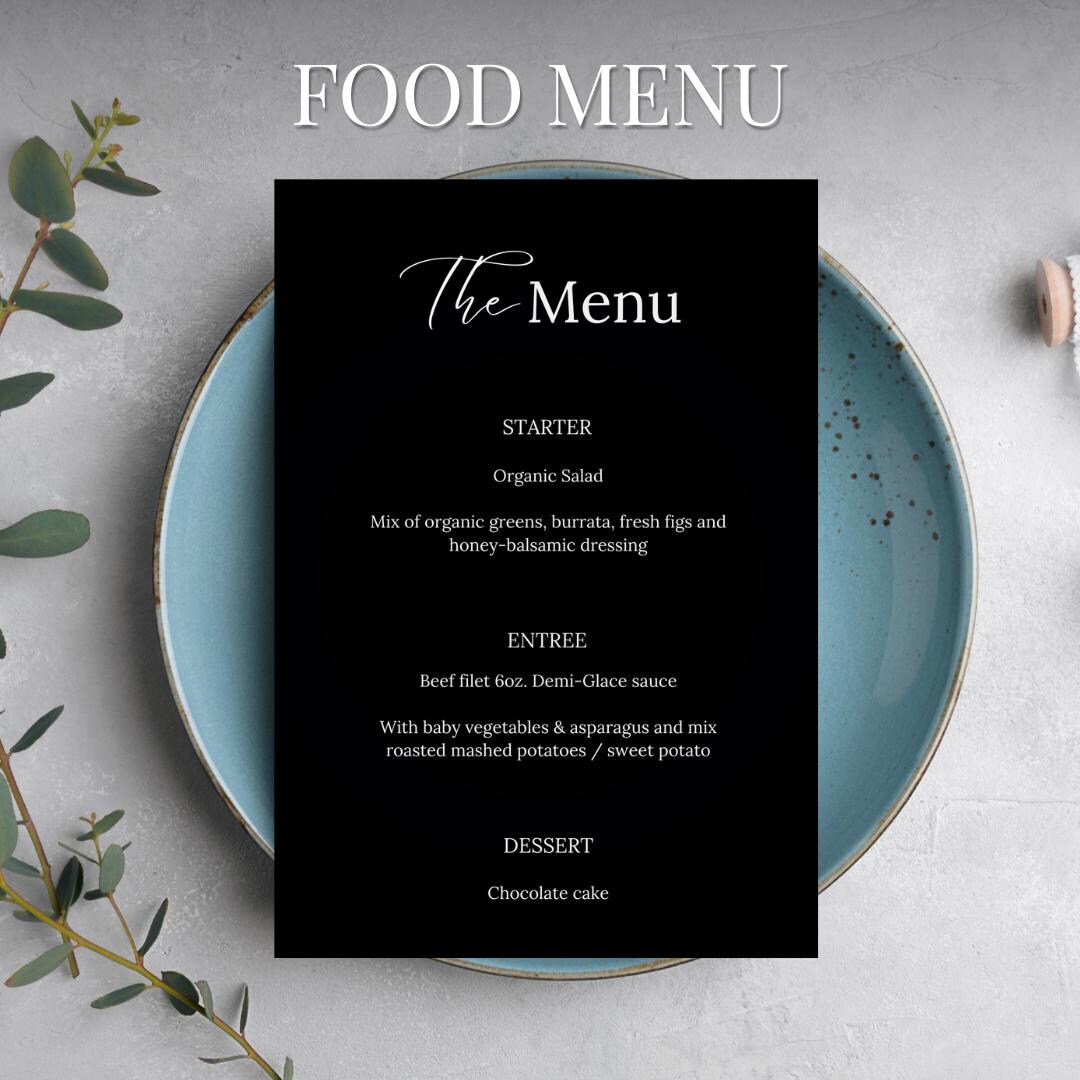 Eclipse Wedding Food Menu – Printable, Editable, Custom, Personalized ...