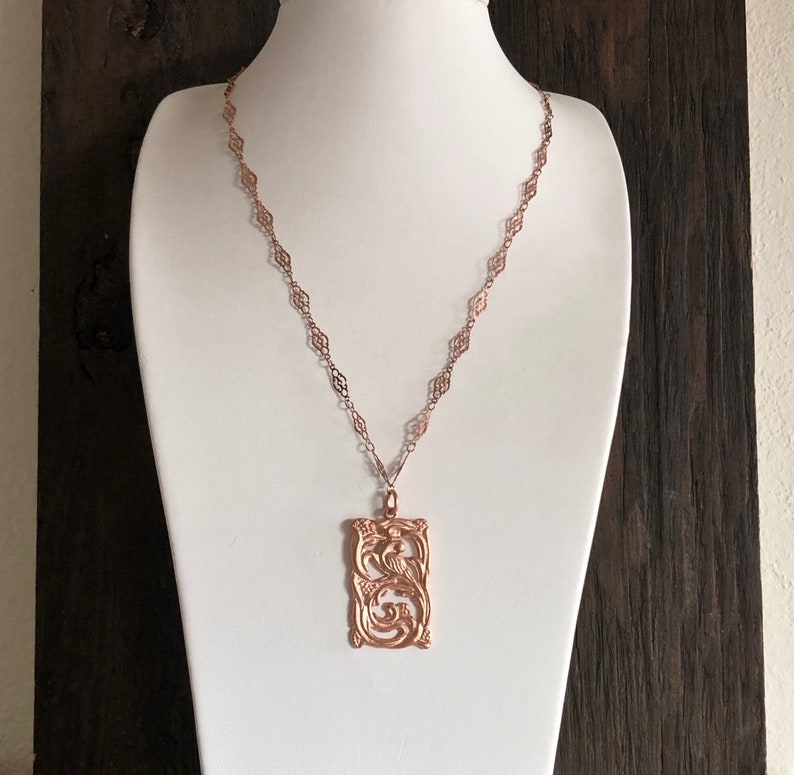 Rose Gold Necklace Long Rose Gold Necklace Rose Gold Art | Etsy