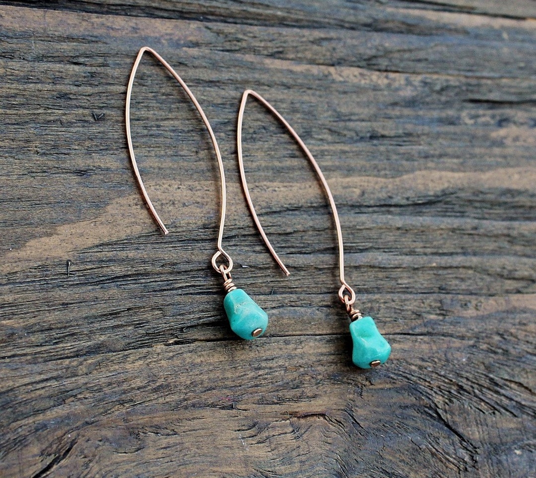 Aretes de oro rosa con turquesa, piedra de nacimiento de diciembre ...