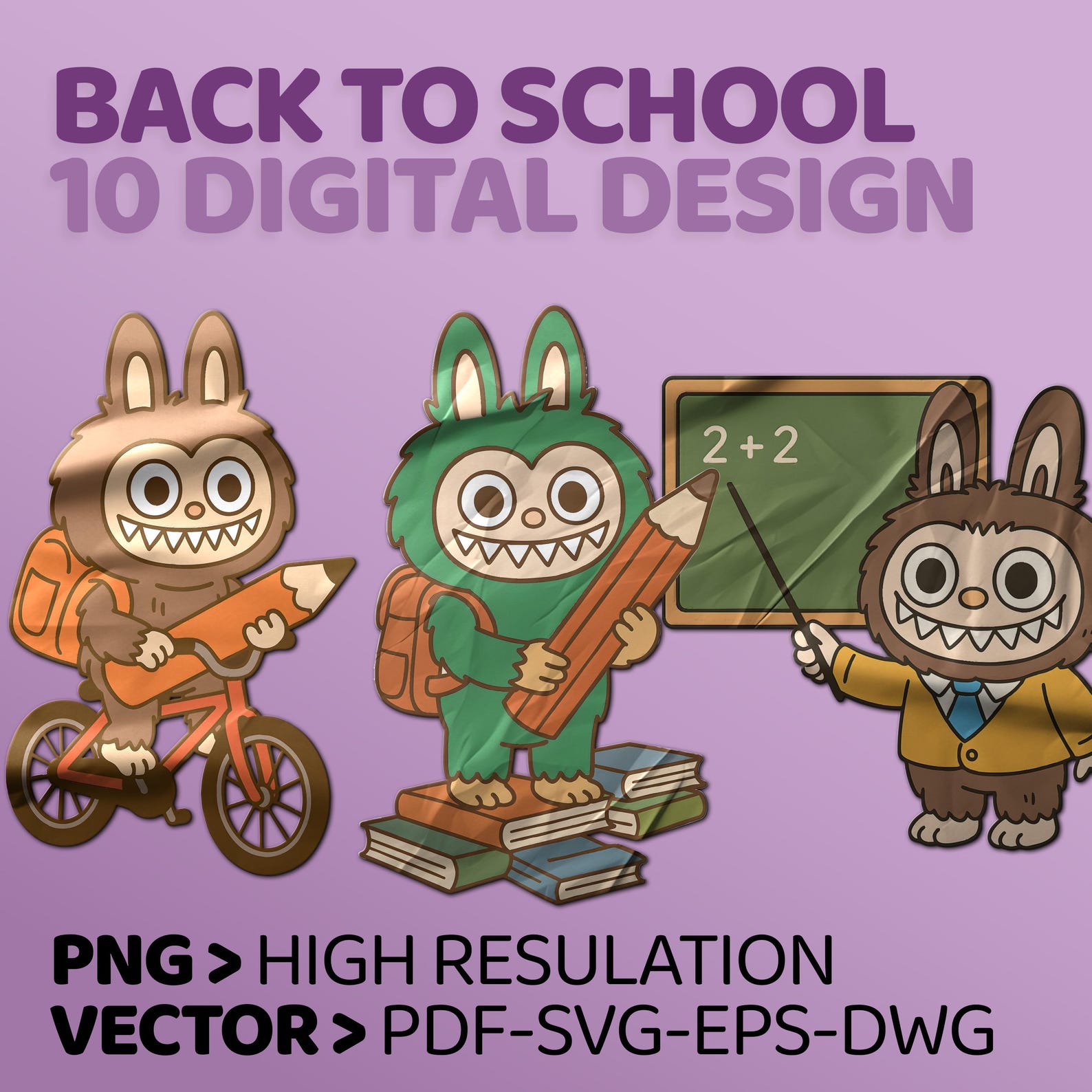 Labubu Back to School PNG Bundle: Kawaii Teacher Clipart (digital ...