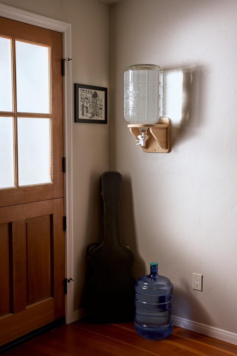 Bamboo Water Dispenser Wall Mount | Holds 3 & 5 Gallon Jugs | Space ...