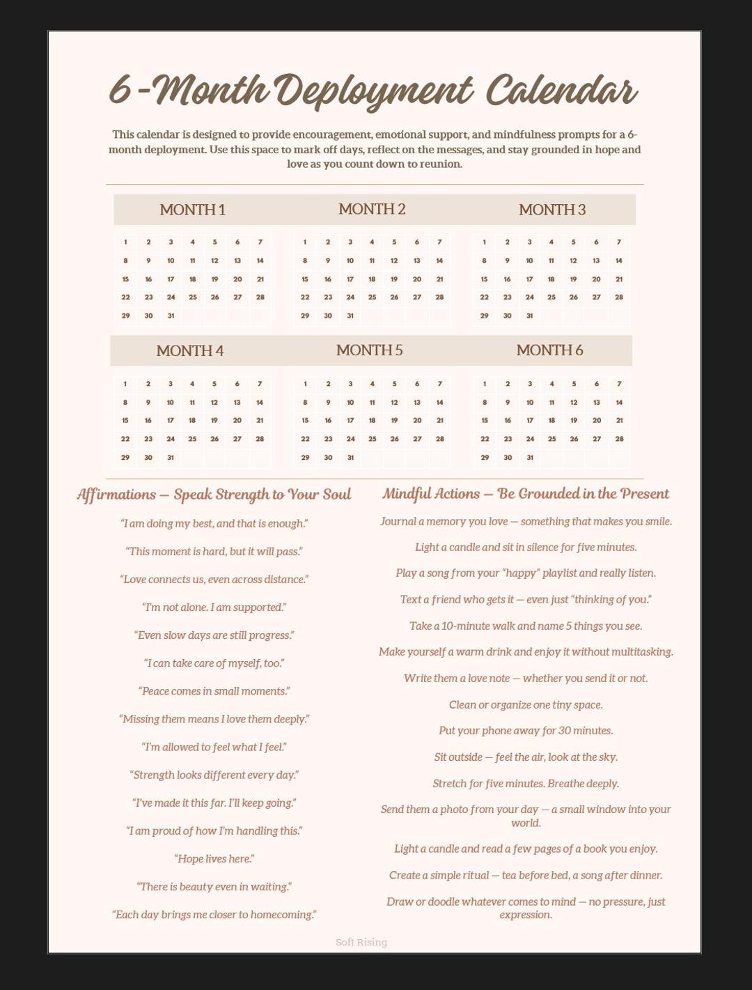 6-month Deployment Countdown Calendar - Etsy