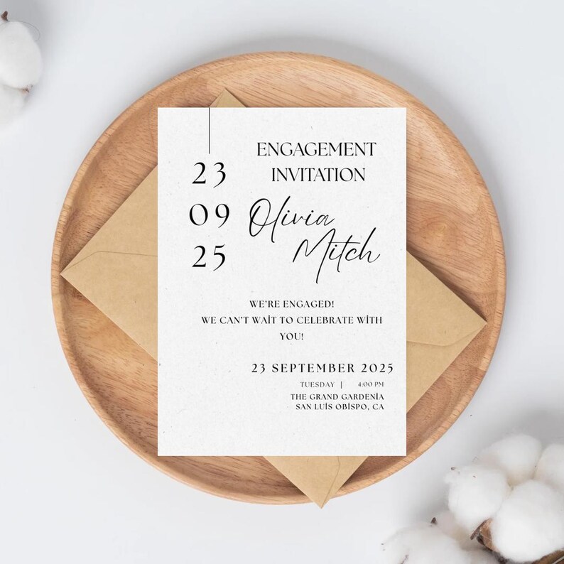 Save the Date & Engagement Invitation Template – Editable Canva ...
