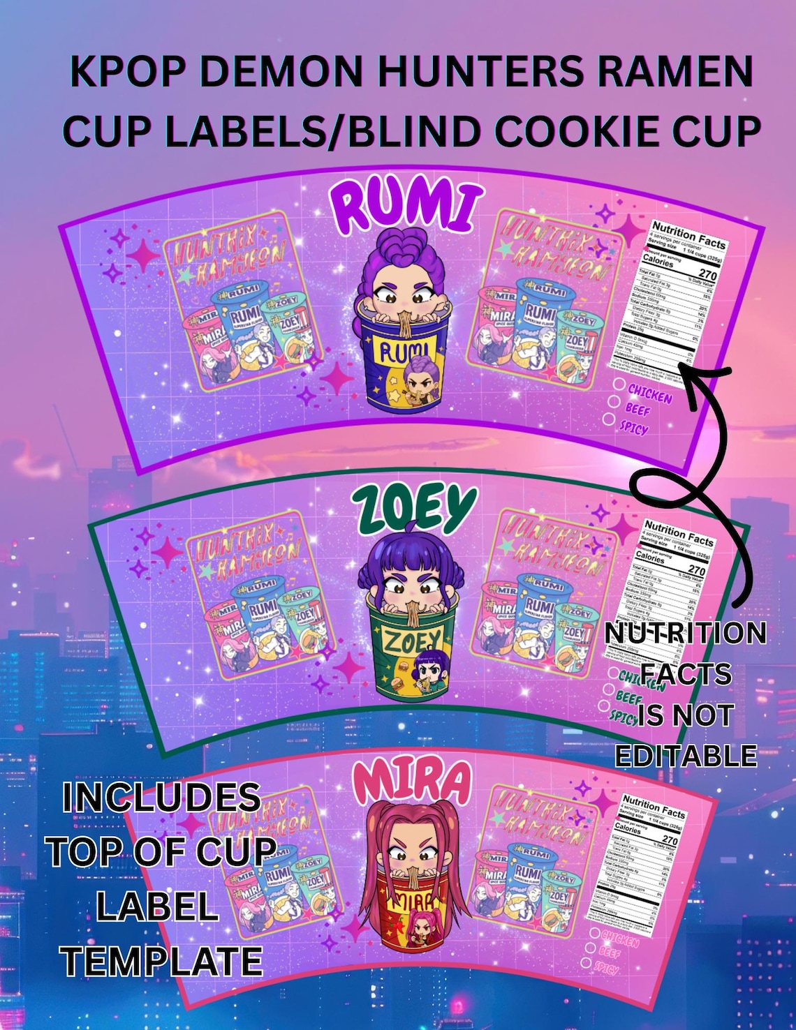 Ramen Label Templates: Editable, CANVA Printable Digital Download ...