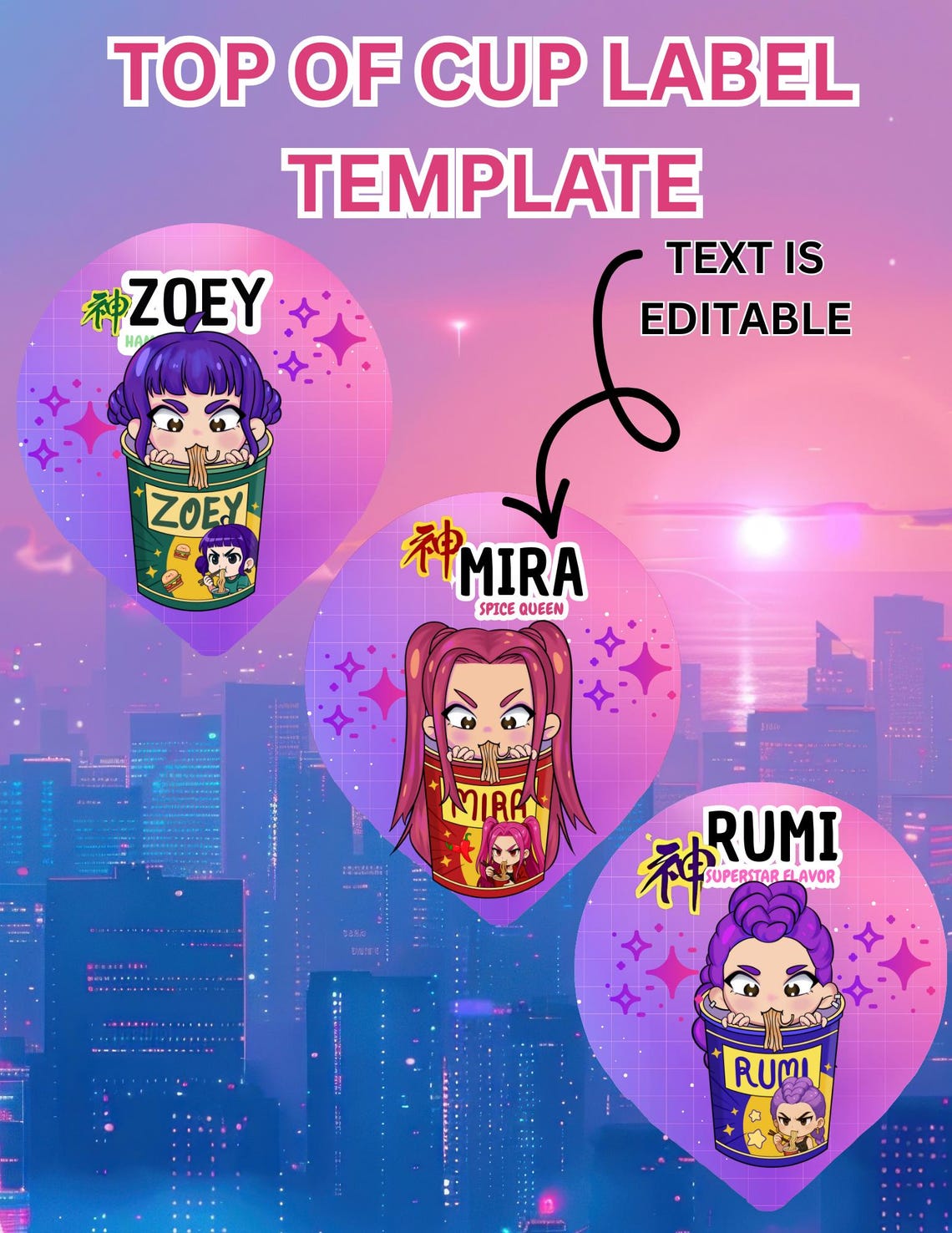 Ramen Label Templates: Editable, CANVA Printable Digital Download ...