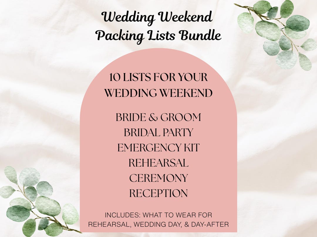 Wedding Weekend Packing List What to Pack Bride Packing List Bridal ...