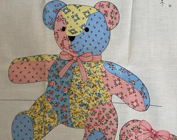 PATCHWORK TEDDY BEAR Easy Cut and Sew Fabric Panel 36 X 45 Reserved for ...