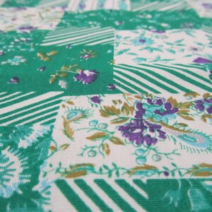 1970's GREEN PATCHWORK PRINT Cotton Fabric 1/2 Yard X 44 Pretty Calico ...
