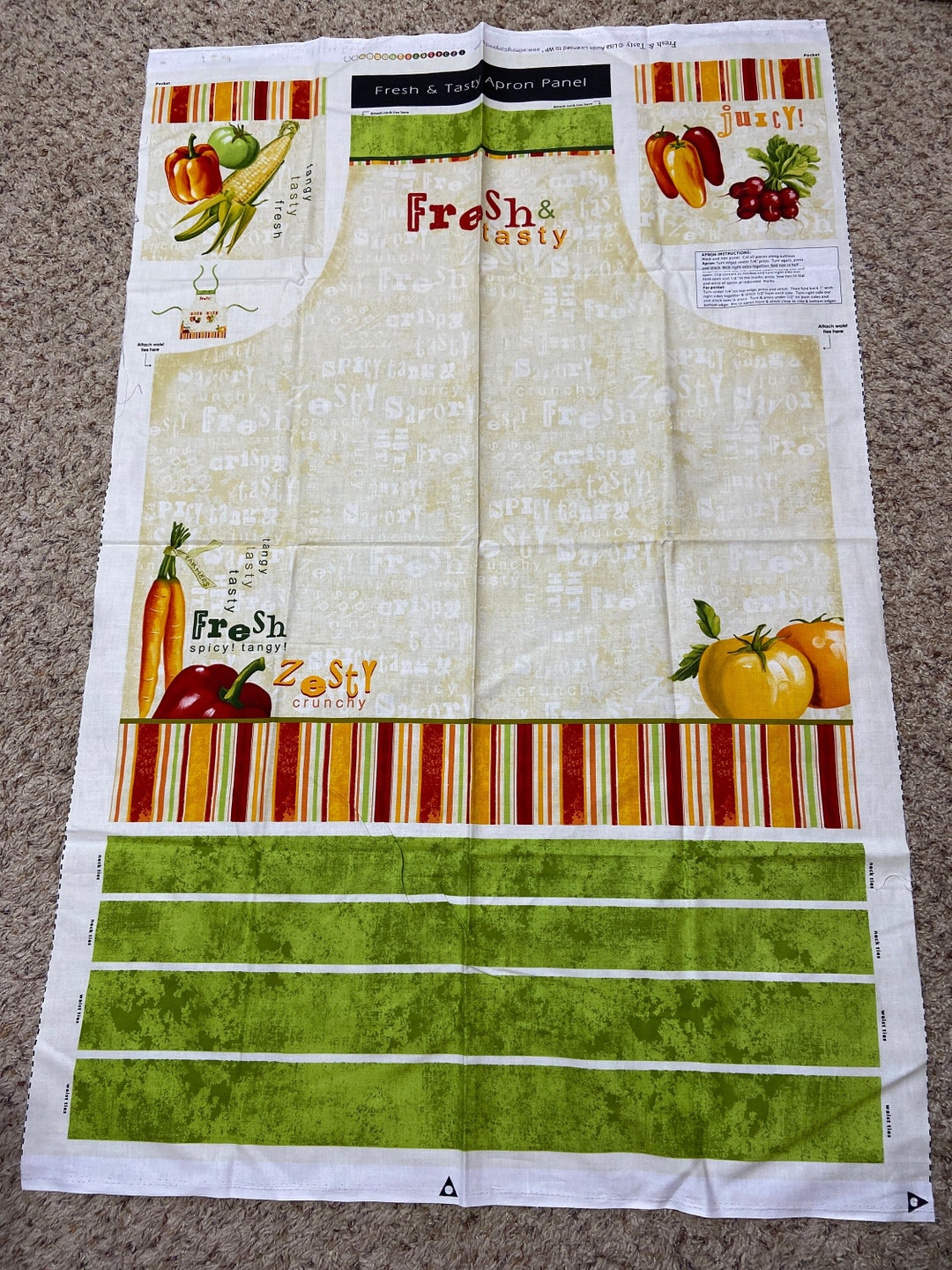FRESH and TASTY APRON Panel Easy Cut and Sew Great for Men or Women 29 ...