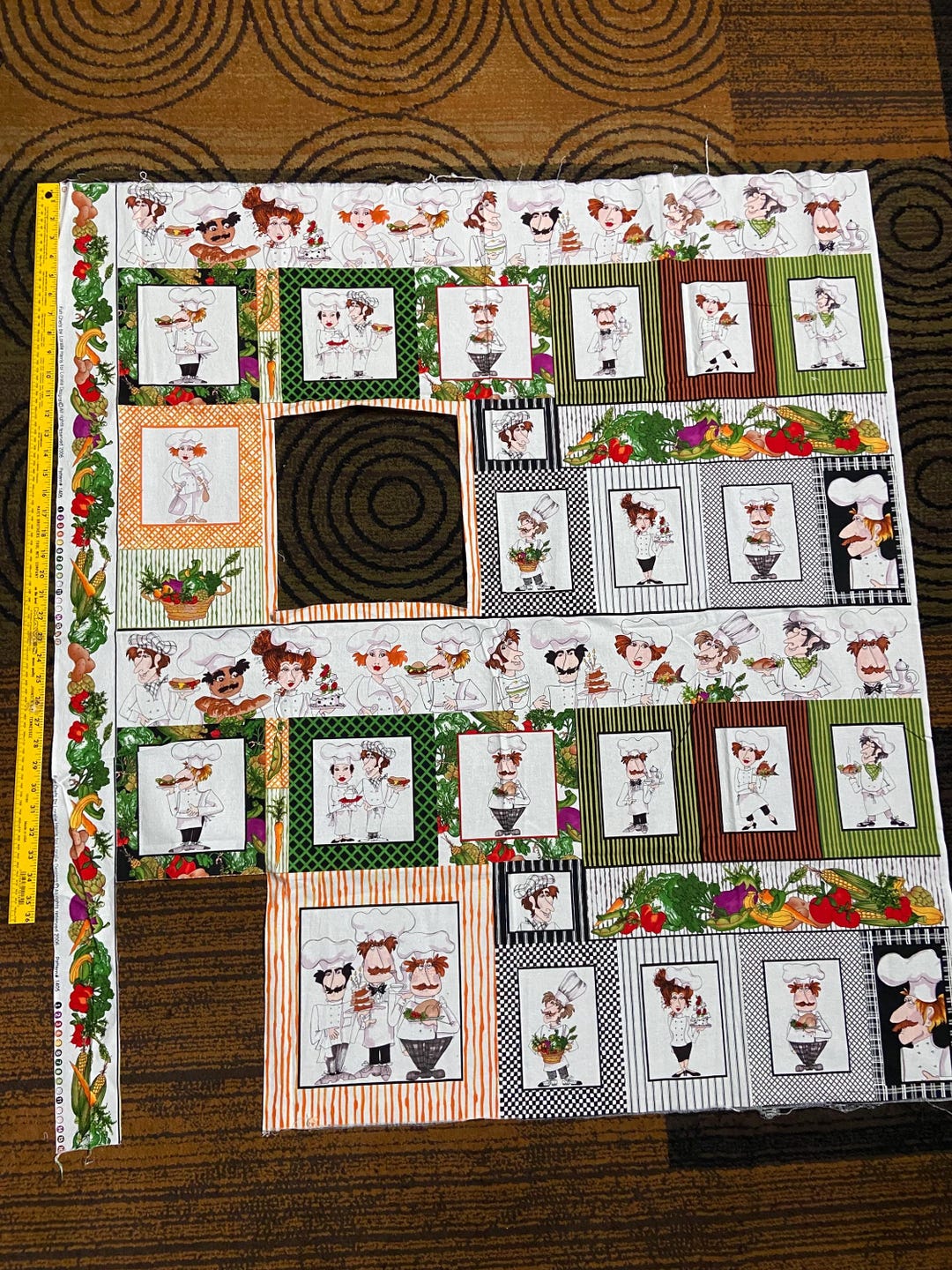FUN CHEFS by LORALIE Harris Rare Fabric Double Panel 1-1/6 Yards by 45 ...