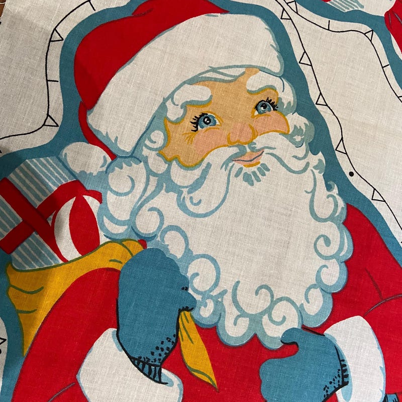 Vintage Santa Fabric - Etsy