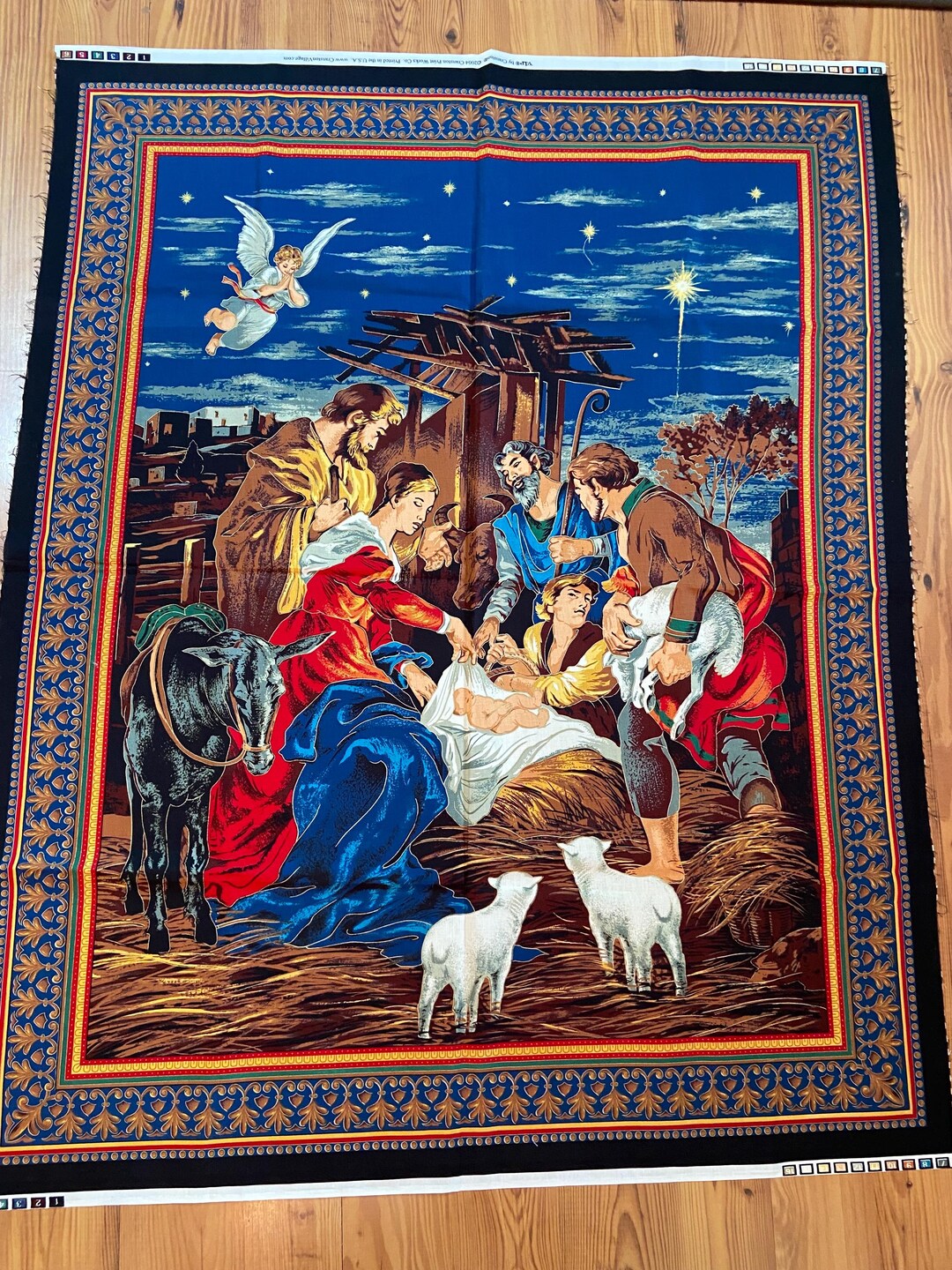 NATIVITY MANGER SCENE Fabric Panel From 2004 by Cranston Printworks 35 ...