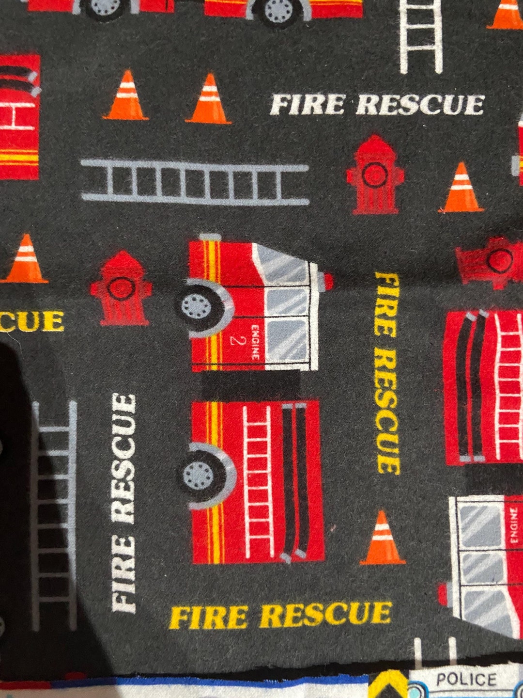 FIREMAN POLICE FIRST Responder Flannel Fabric Bundle 3 Pieces Cotton ...