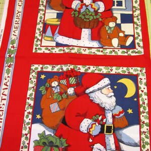 SUSAN WINGET SANTA Pillow Panel Fabric Quilt Squares From 1993 One Yard ...