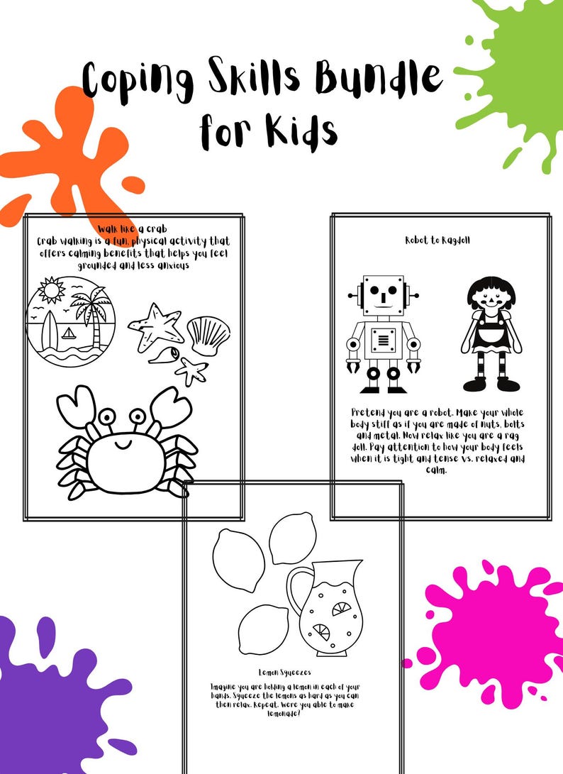 Digital Download: Coping Skills Coloring Workbook for Kids (help for ...