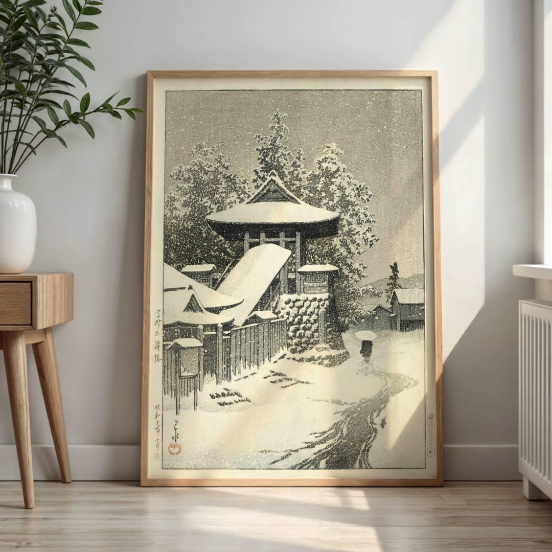Hasui Kawase Bell Tower Print: Japanese Winter Scene, Ukiyo-e Art - Etsy