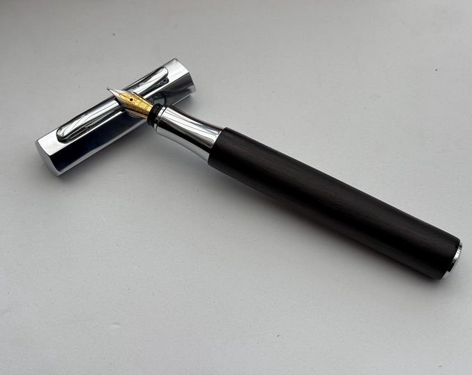 Handmade Fountain Pen in Ancient Bog Oak Wood - Unique Hexagon Pen ...