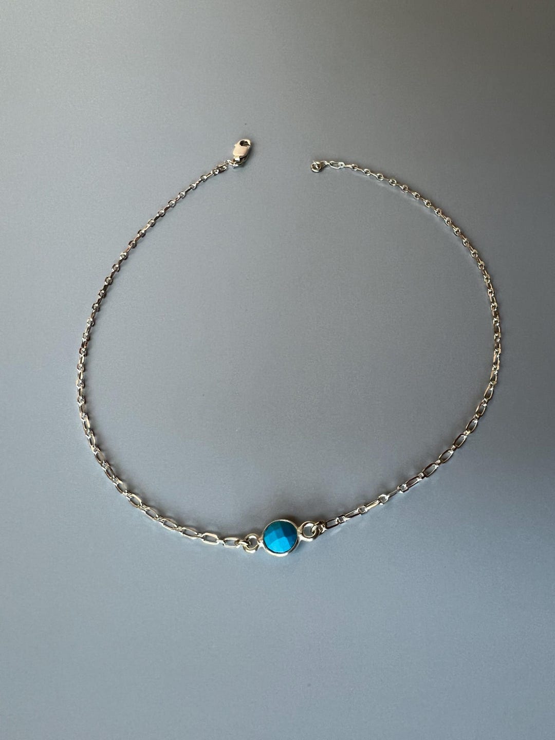 Ms. Blue Sky Sterling Silver Anklet - 70s Inspired Turquoise Blue ...