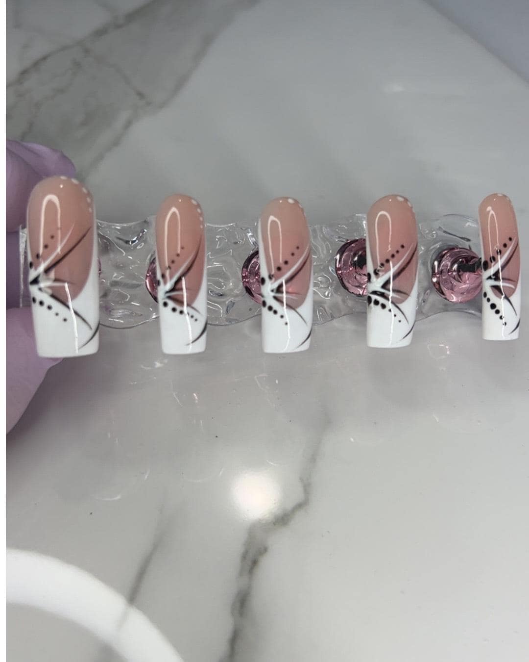 Curved 90's French Tip Acrylic Press-on Nails - Etsy