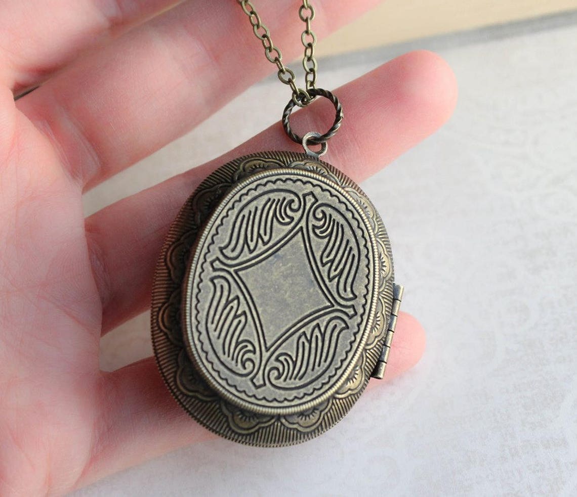 Big Locket Necklace Photo Locket Pendant Fuchsia Pink Rose - Etsy