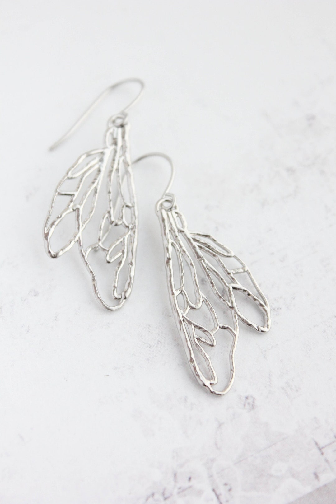 Silver Wing Earrings, Filigree Wings, Whimsical Boho Style, Modern ...