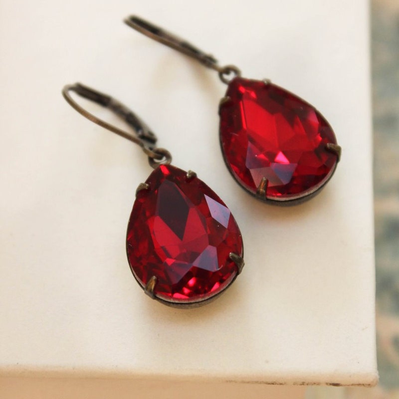 Red Glass Earrings - Etsy