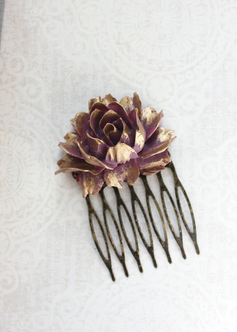 Purple Rose Hair Comb Berry Plum Wedding Bridal Hair Comb - Etsy