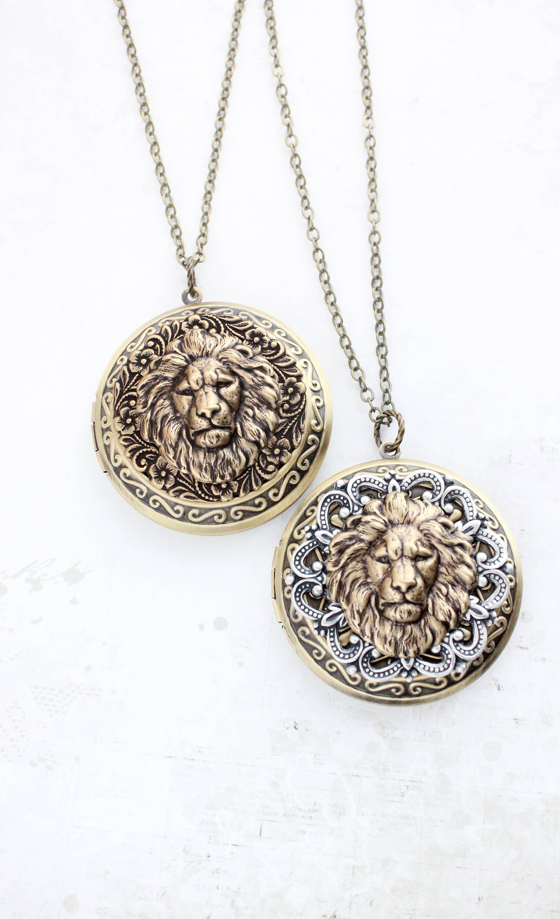 Lion Locket Necklace Animal Photo Locket Pendant Large Round | Etsy