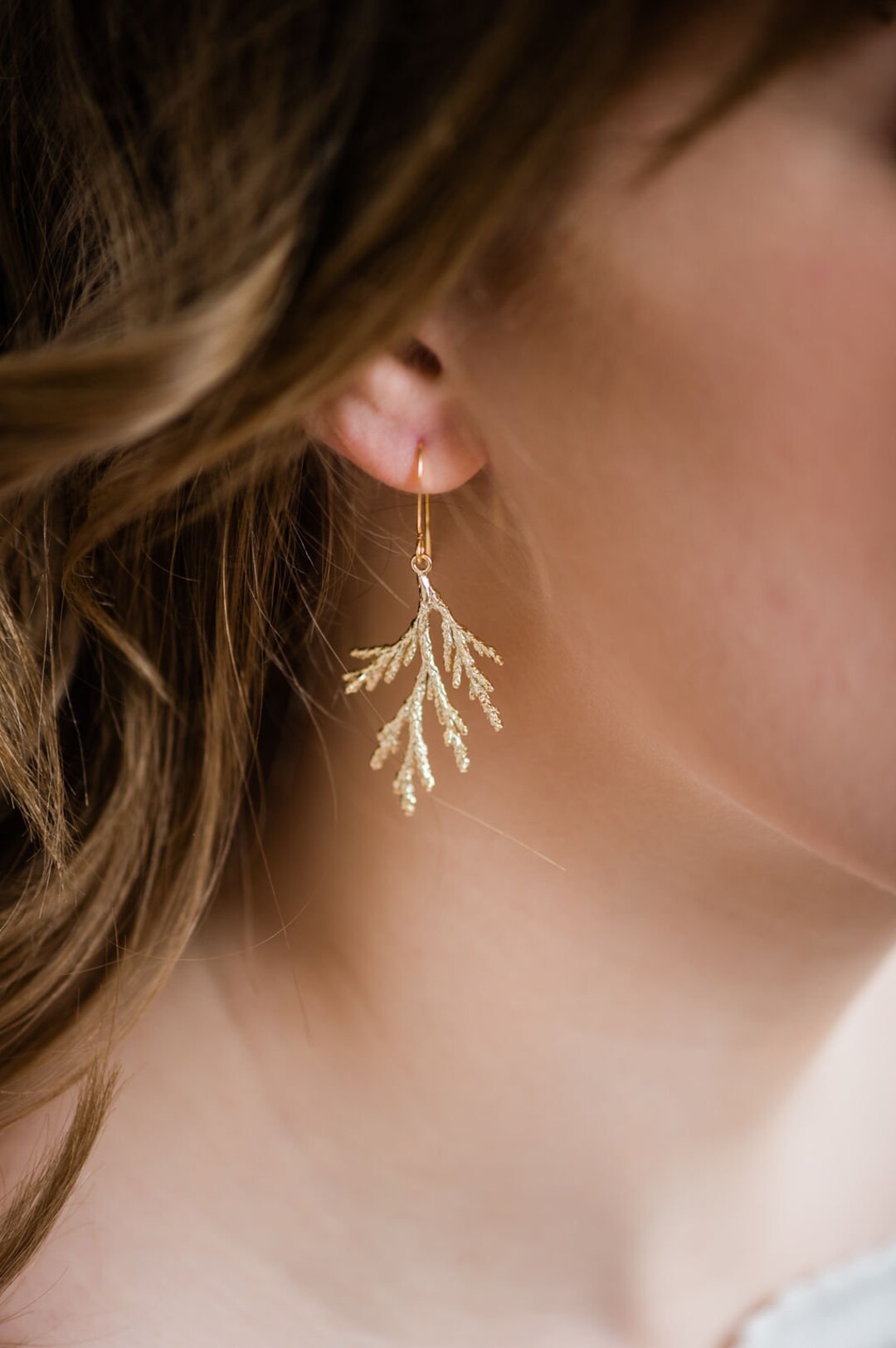 Gold Cedar Branch Earrings, Cypress Earrings, Nature Jewelry, Gift for ...