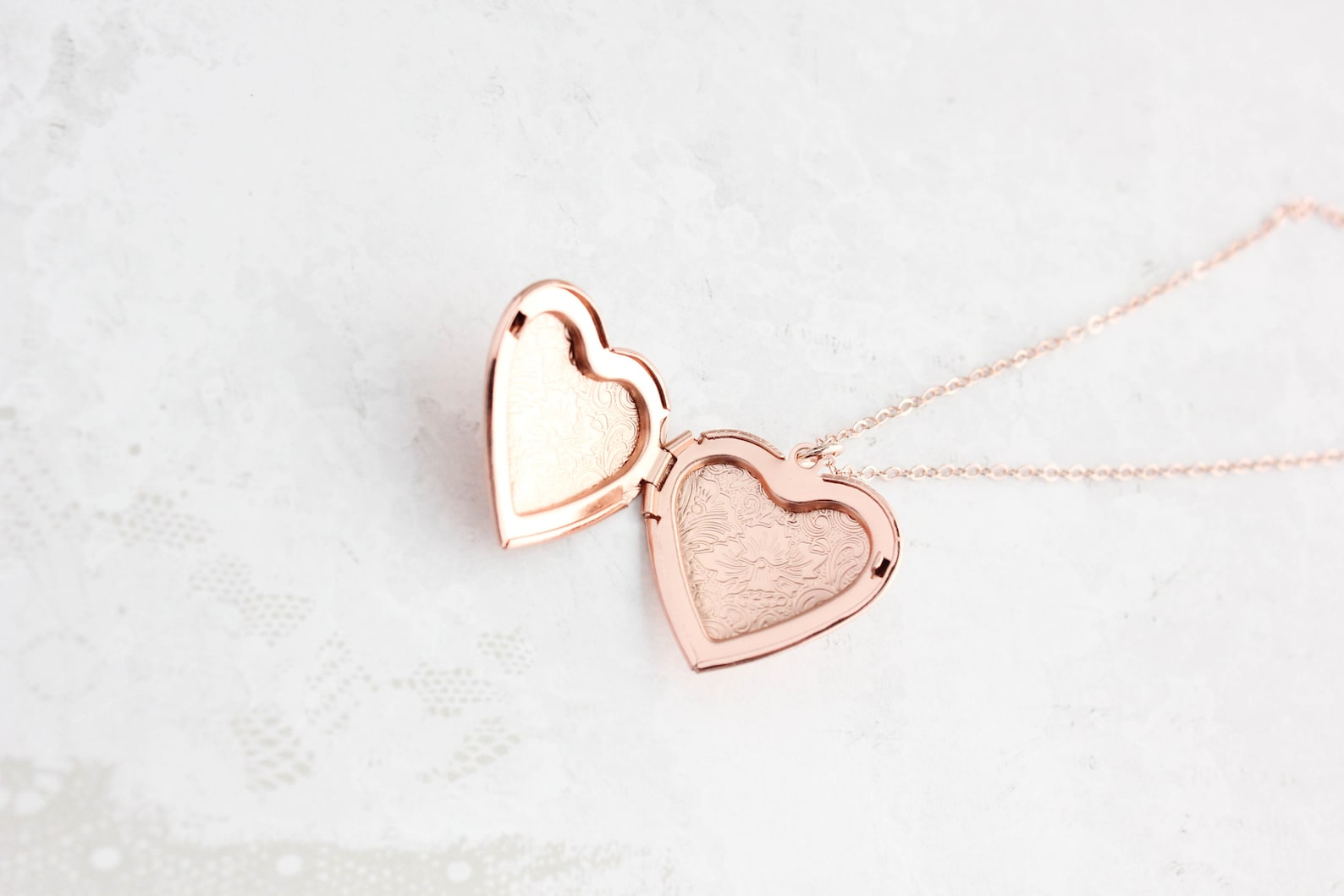 Rose Gold Locket Necklace Heart Locket Photo Locket Pendant - Etsy