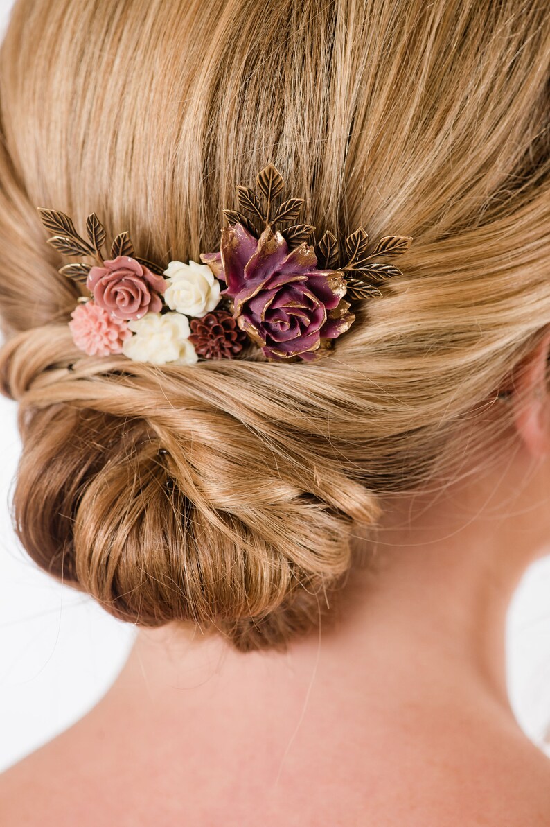 Bridal Hair Comb Berry Plum Purple Vintage Inspired Dusty - Etsy Canada