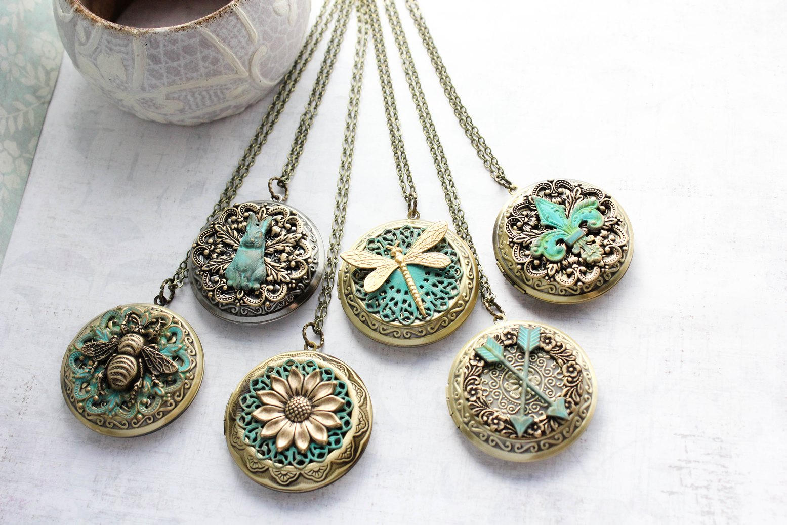 Rabbit Locket, Large Round Locket, Photo Locket, Layering Necklace ...