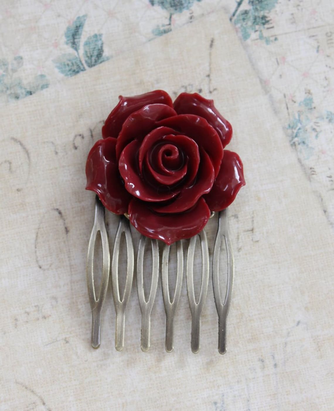 Big Red Rose Hair Comb Modern Bridal Floral Hairpiece Hair - Etsy