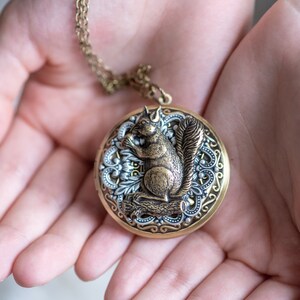 Squirrel Locket Necklace Big Photo Locket Forest Nature Creature Animal ...