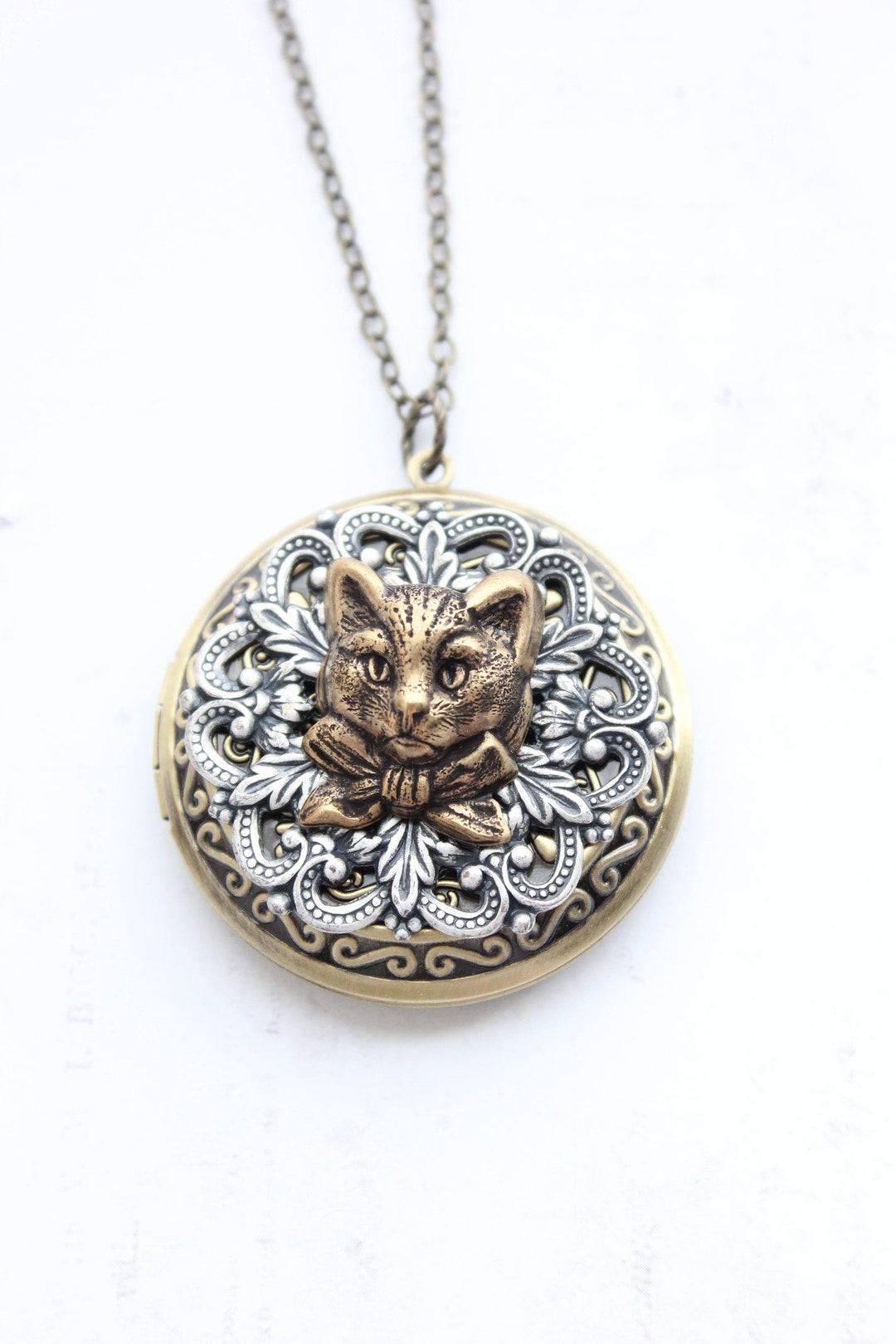 Cat Locket Necklace Photo Locket Forest Nature Creature, Picture Locket ...