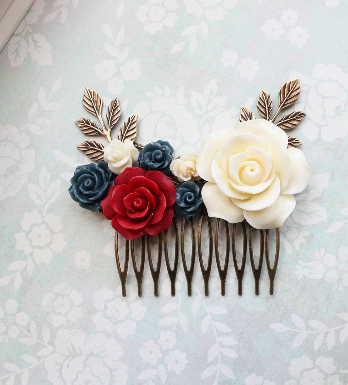 Bridal Hair Comb Big Cream Rose Comb Romantic Garden Wedding - Etsy