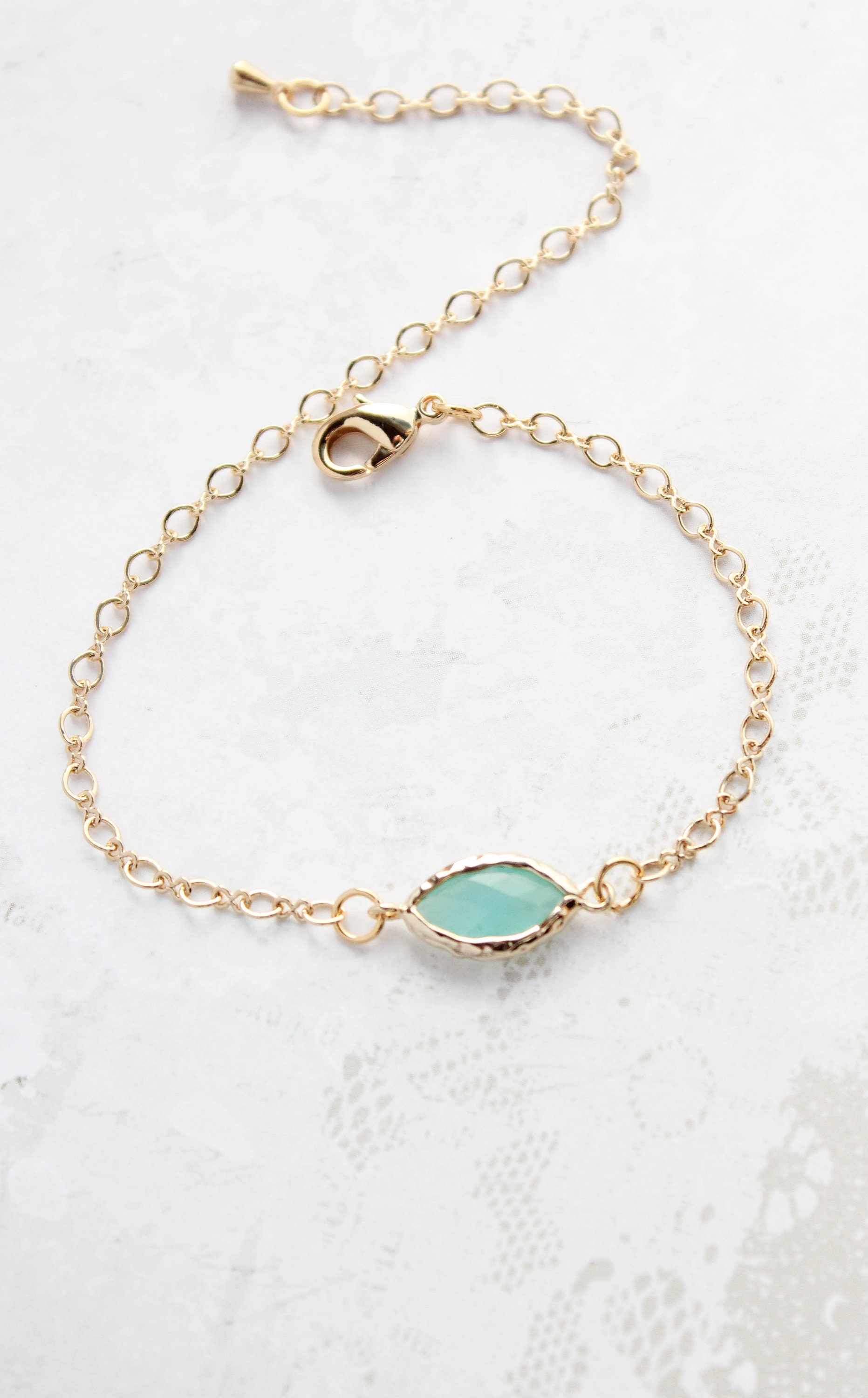 Dainty Bracelet 5 Colors Blue Glass Jewel Bridemaids | Etsy