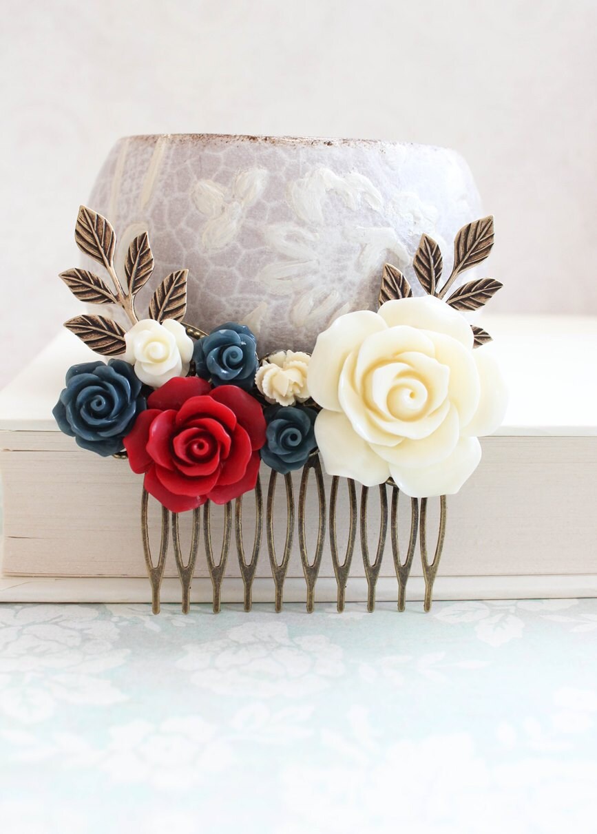 Bridal Hair Comb Big Cream Rose Comb Romantic Garden Wedding - Etsy