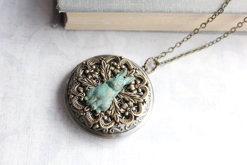 Rabbit Locket Large Round Locket Photo Locket Layering - Etsy Canada