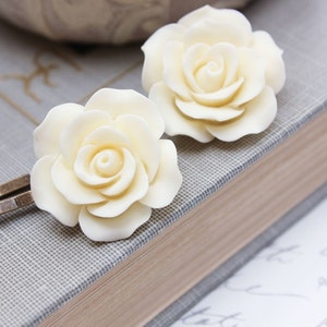 Ivory Rose Bobby Pins set of Five Clips Wedding Bridal Hair Slides ...