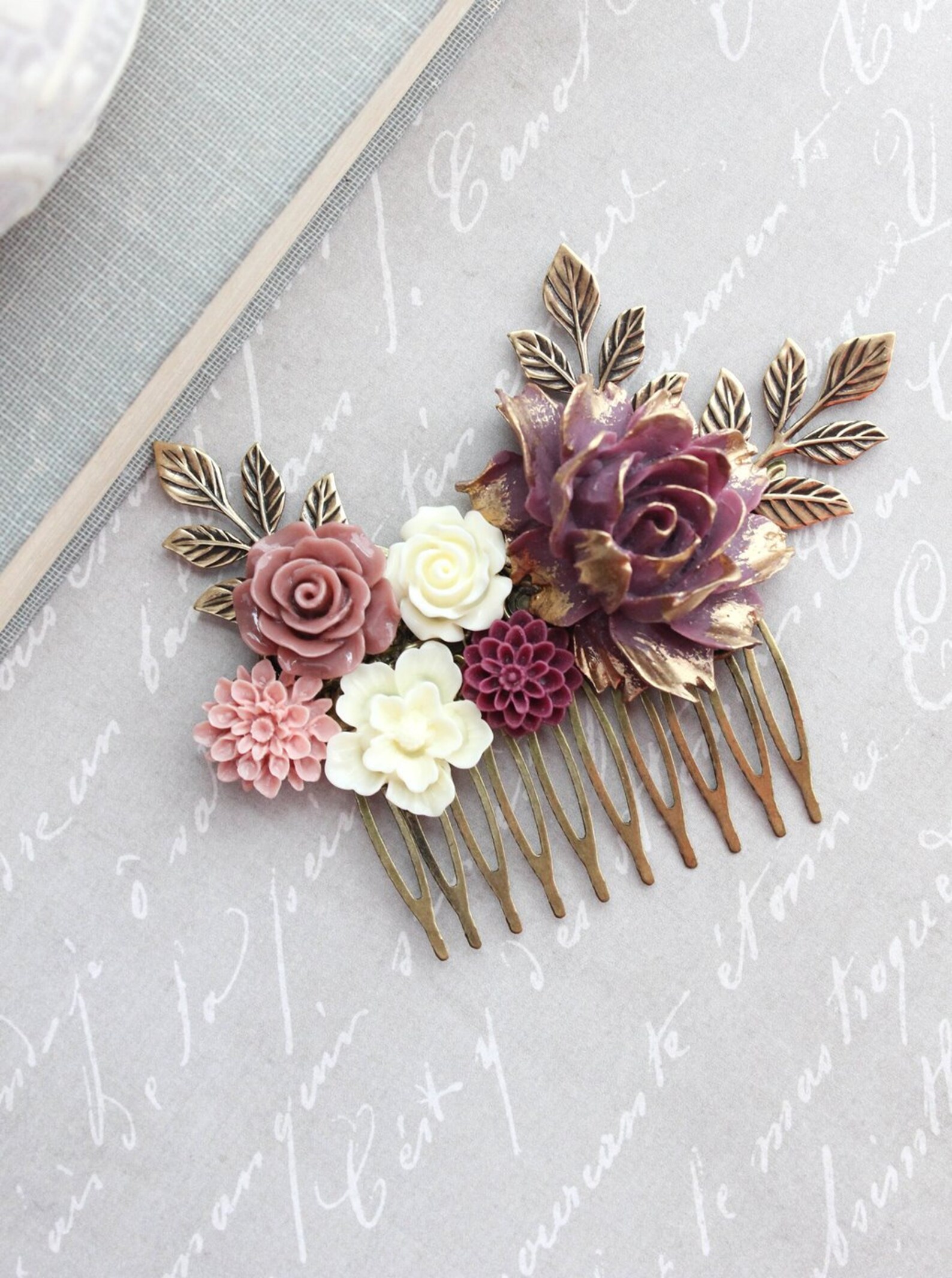 Bridal Hair Comb Berry Plum Purple Vintage Inspired Dusty - Etsy Canada