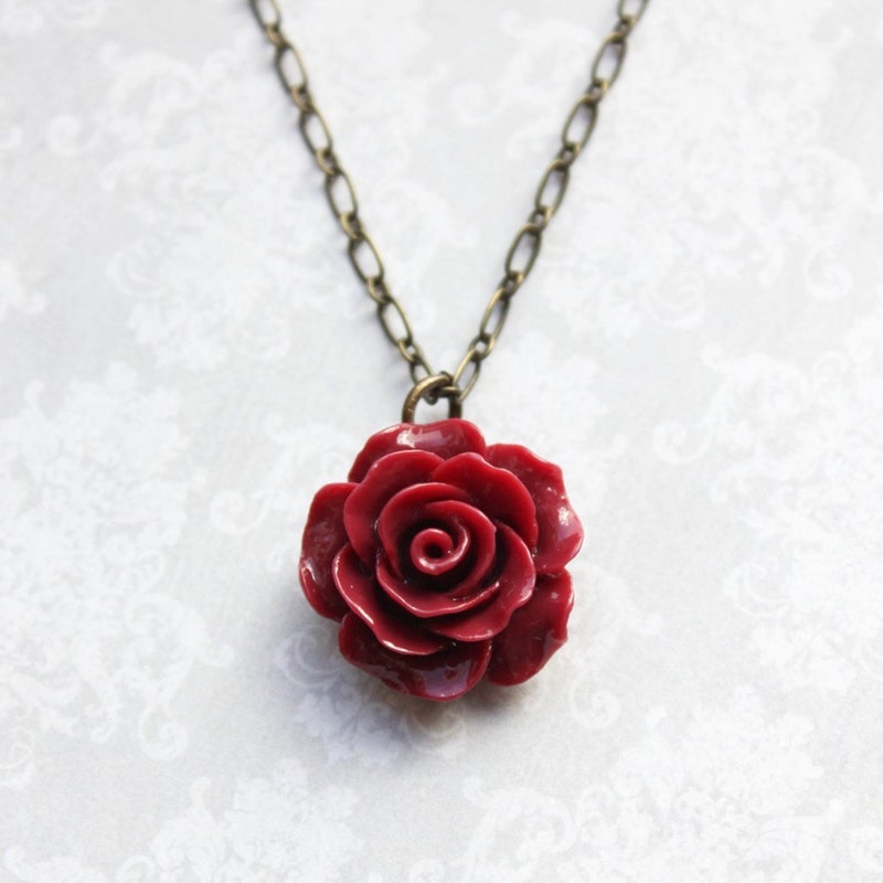 Red Rose Necklace - Etsy