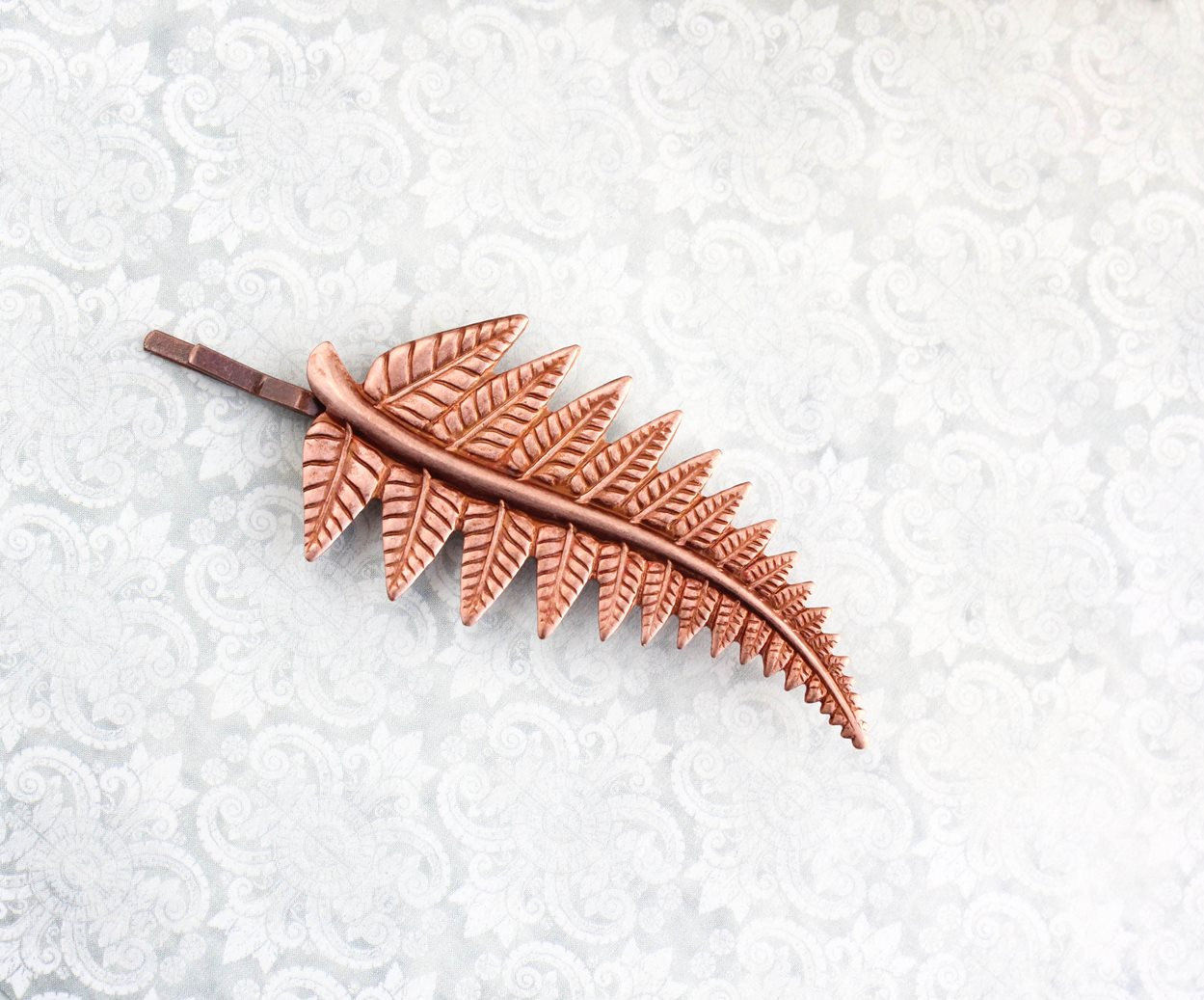 Rustic Copper Fern Bobby Pin Big Leaf Hair Pin Woodland - Etsy
