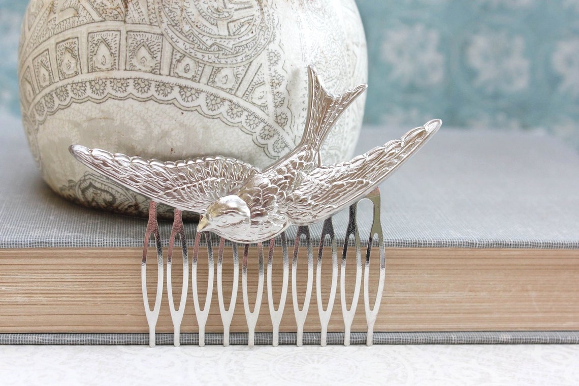 Gold Bird Comb Flying Swallow Hair Accessory Feather Wings - Etsy