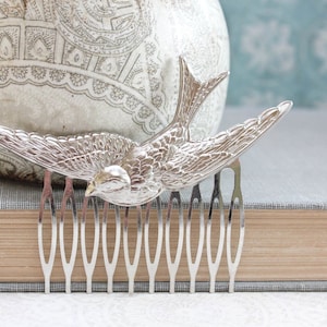 Gold Bird Comb Flying Swallow Hair Accessory Feather Wings Woodland ...