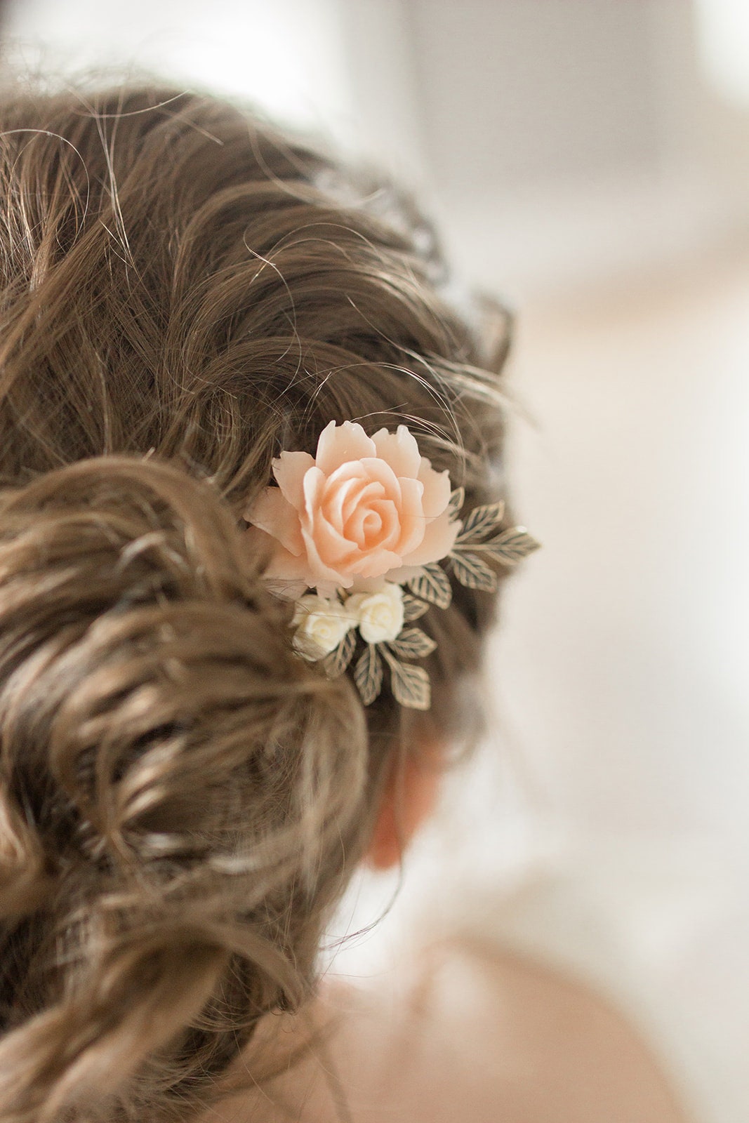 Floral Hair Comb Blush Peach Pink Rose Womens Hair Accessories Wedding ...